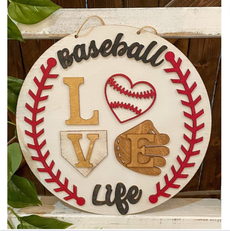 Baseball Kids' Door Hanger Sign | DIY Kit | Unfinished – Rustic Glitter