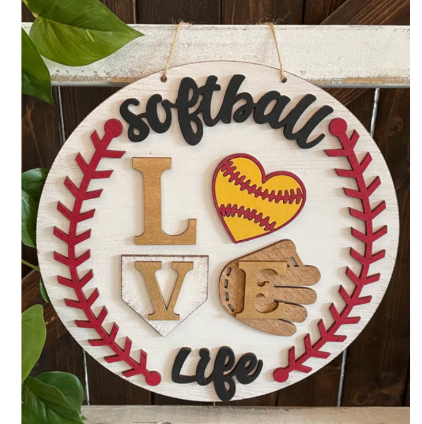 Softball Kids' Door Hanger Sign | DIY Kit | Unfinished – Rustic Glitter