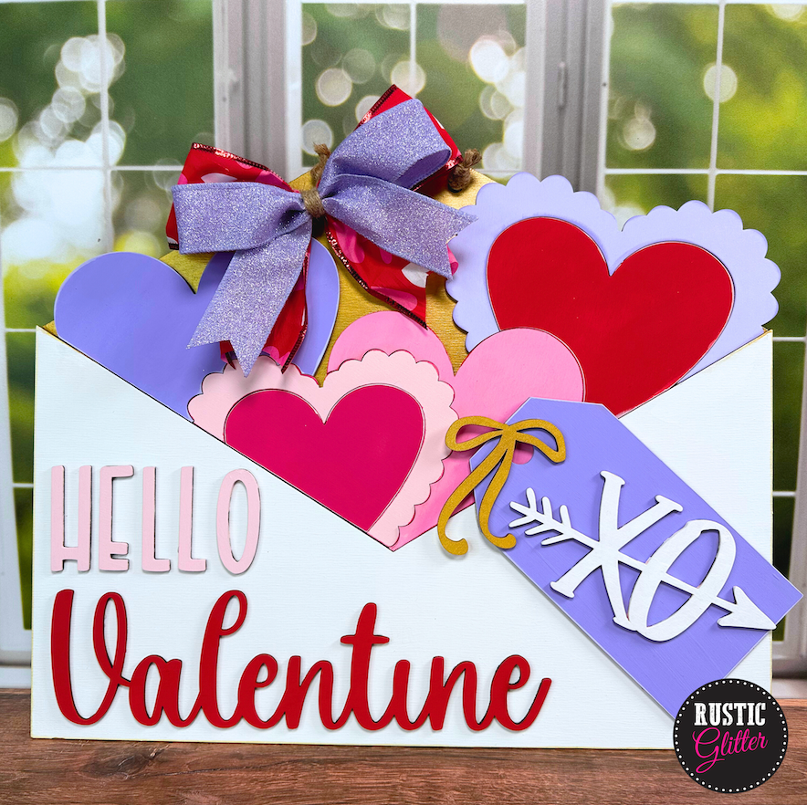 Hello Valentine Envelope Sign Door Hanger | DIY Kit | Unfinished ...