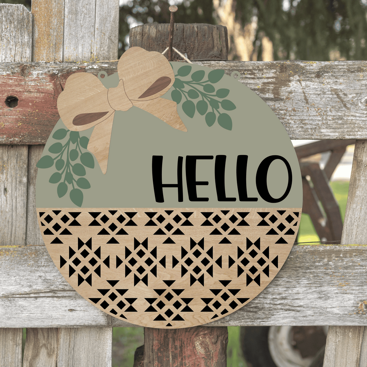Hello (Aztec) Door Hanger | DIY Kit | Unfinished – Rustic Glitter